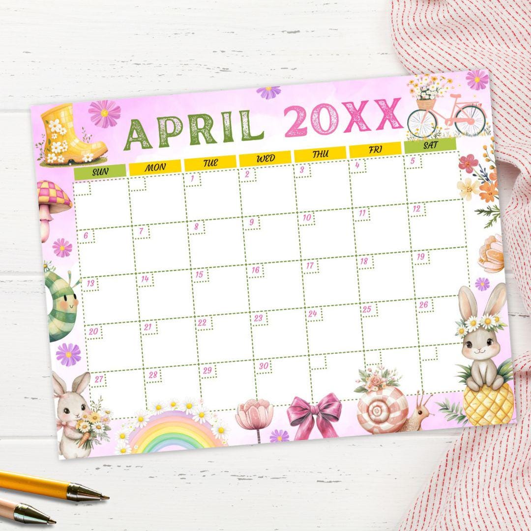 EDITABLE April 2025 Calendar, Spring April 2025 Calendar Printable ...