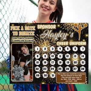 Editable Cheerleading Calendar Fundraiser, School Cheer Squad Pick a ...