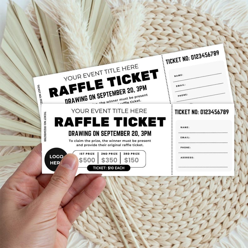 Custom Raffle Ticket Template | DIY Fundraiser Tickets | DIY Raffle ...