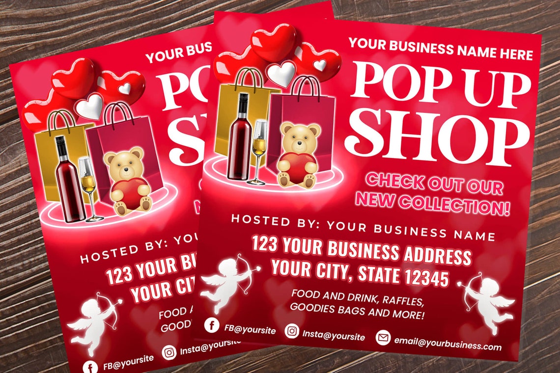 Valentines Day Pop up Shop Flyer, Editable Valentine's Day Sip and Shop ...