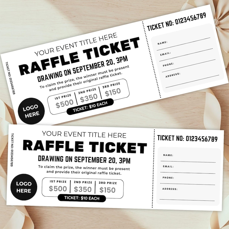 Custom Raffle Ticket Template | DIY Fundraiser Tickets | DIY Raffle ...