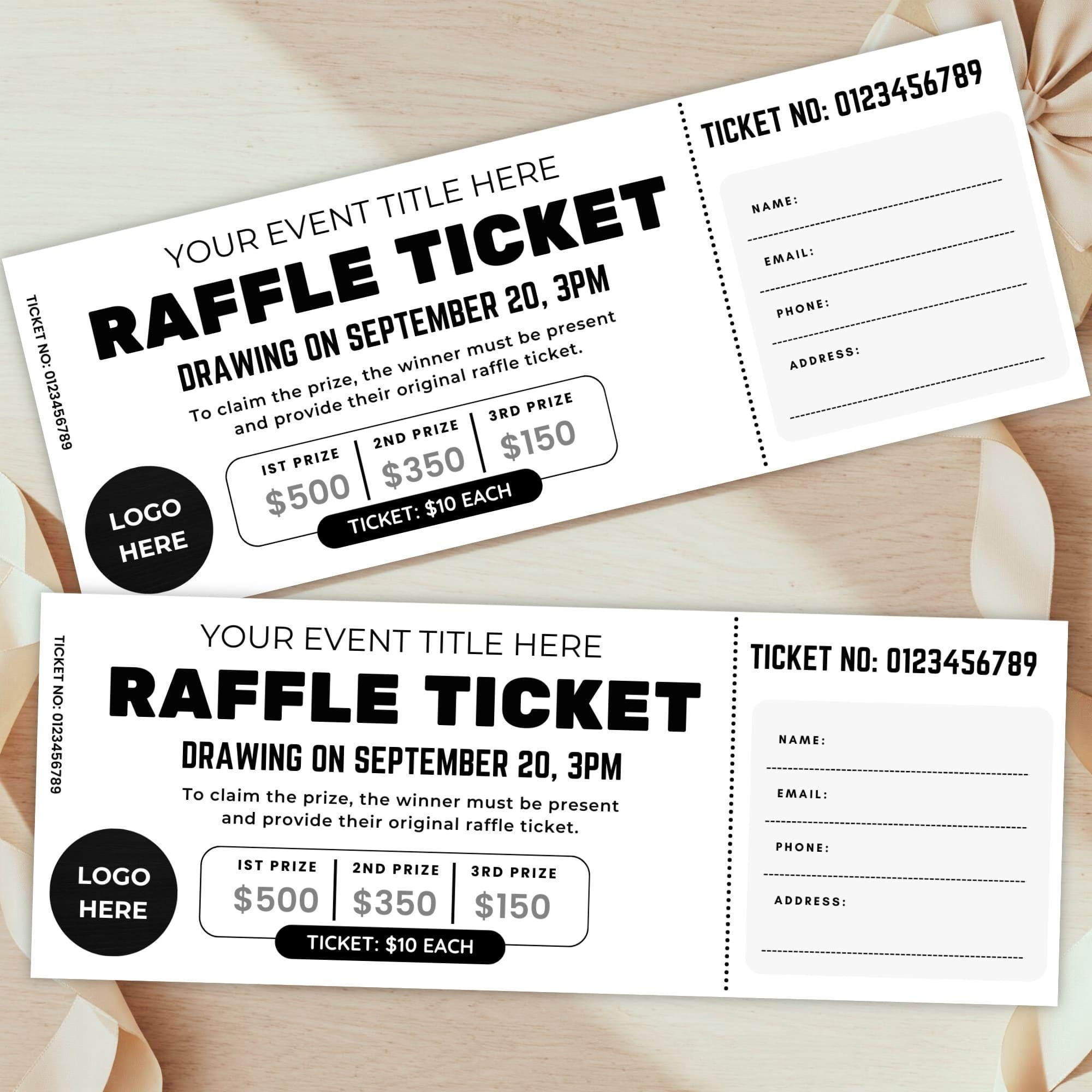 Custom Raffle Ticket Template | DIY Fundraiser Tickets | DIY Raffle ...