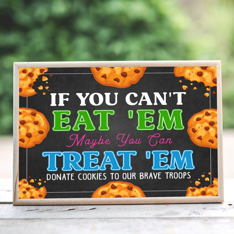 PDF If You Can't Eat 'em Treat 'em, Cookie Booth Sign, Printable Donate ...