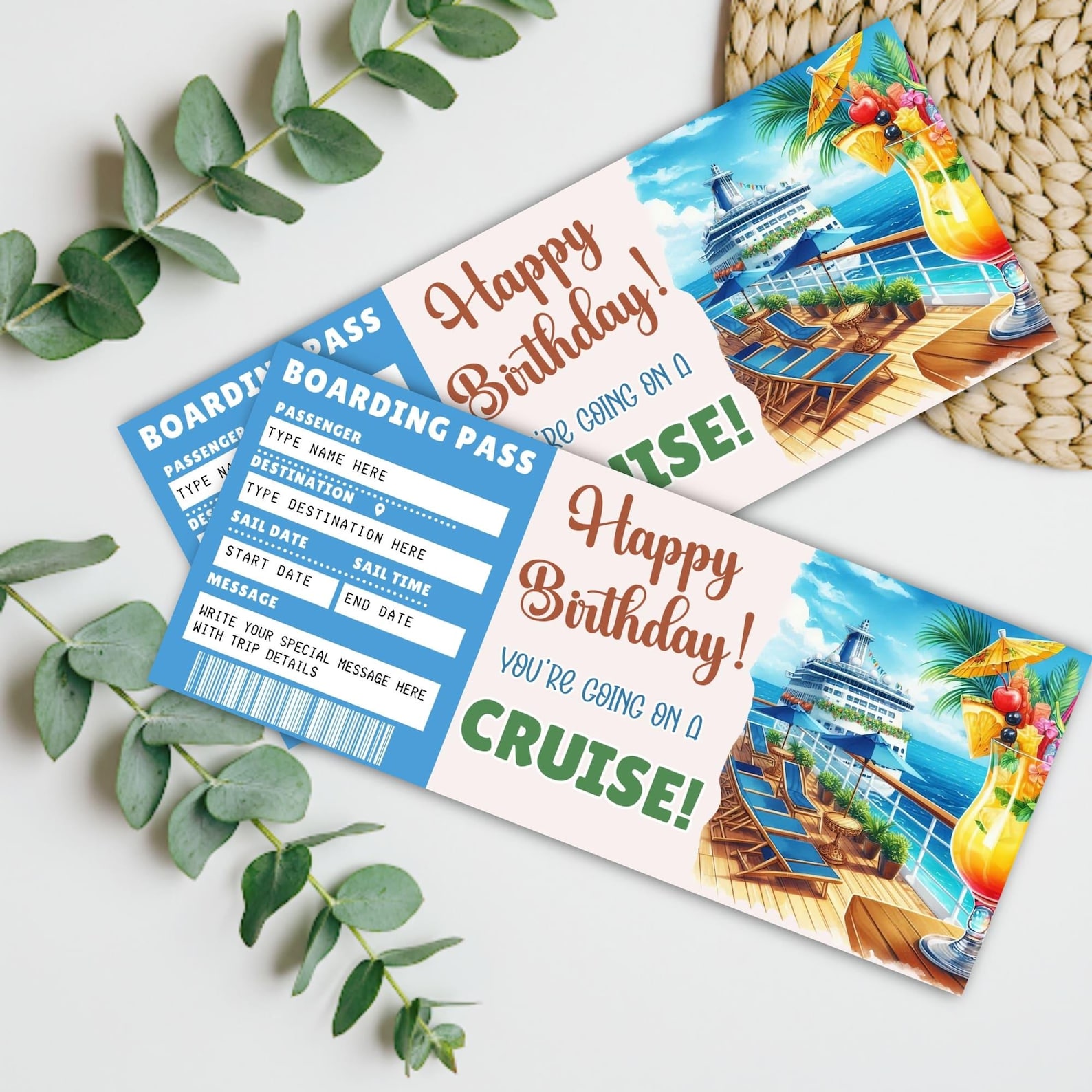Editable Surprise Birthday Cruise Ticket | Printable Cruise Trip Ticket ...