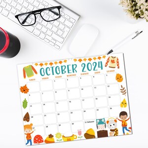 Printable October 2024 Calendar With Fall Harvest Theme - Etsy