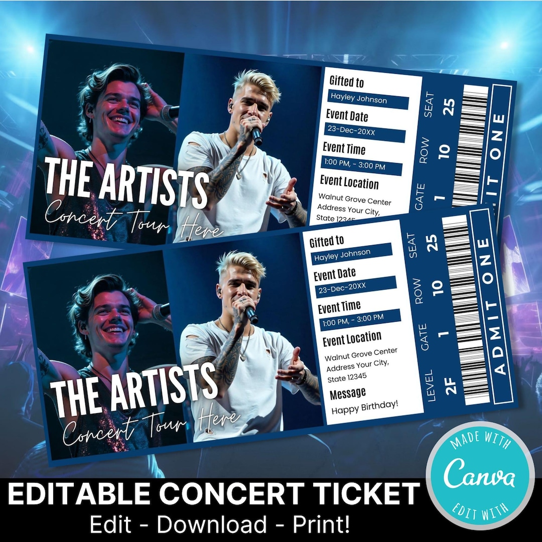 Editable Live Concert Ticket Template | DIY Event Ticket | Surprise ...