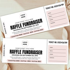 Editable Raffle Fundraiser Ticket Template | Printable Charity Raffle Ticket | DIY Fundraiser ...