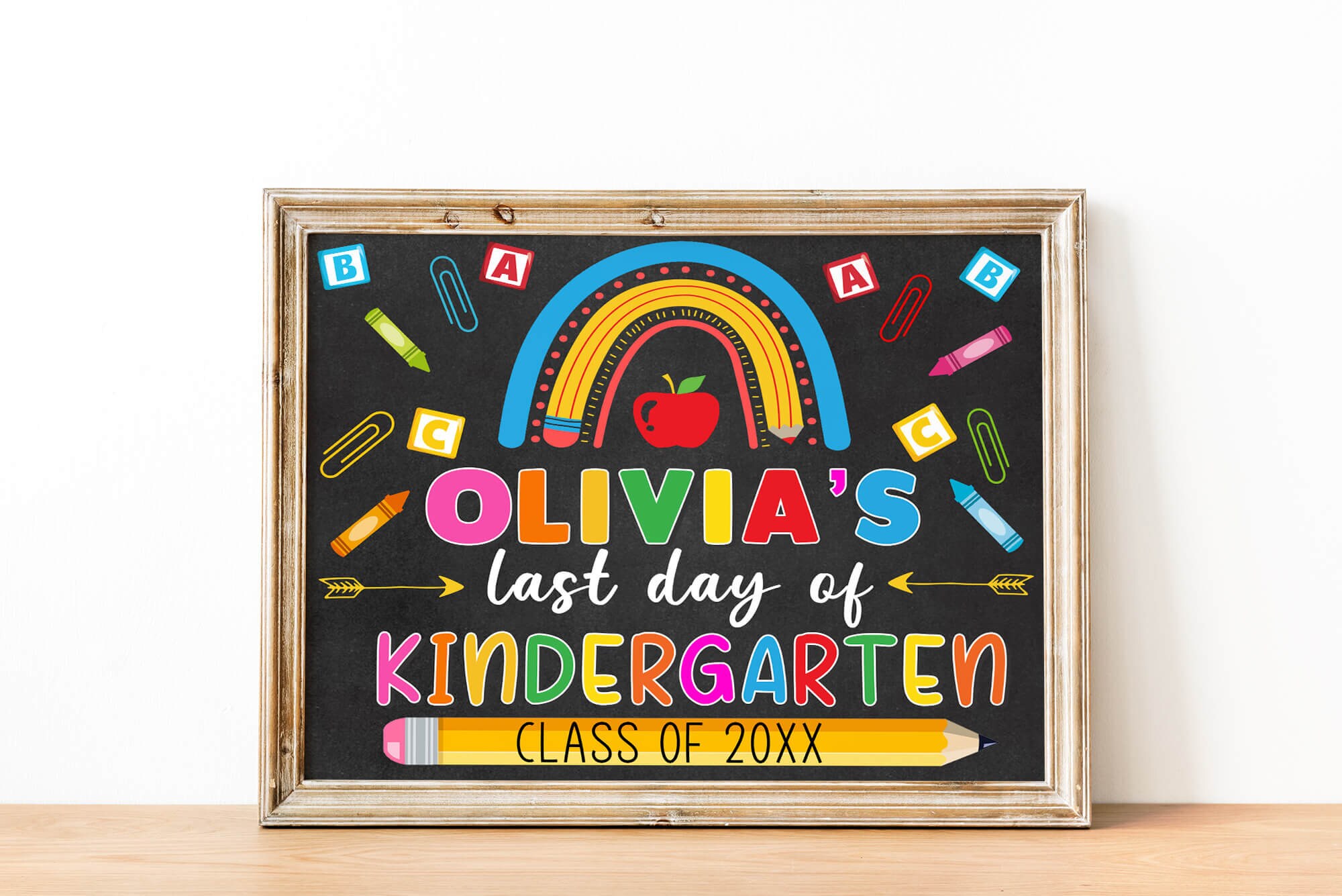 Editable End of School Year Sign With Name Template, Kindergarten Last ...