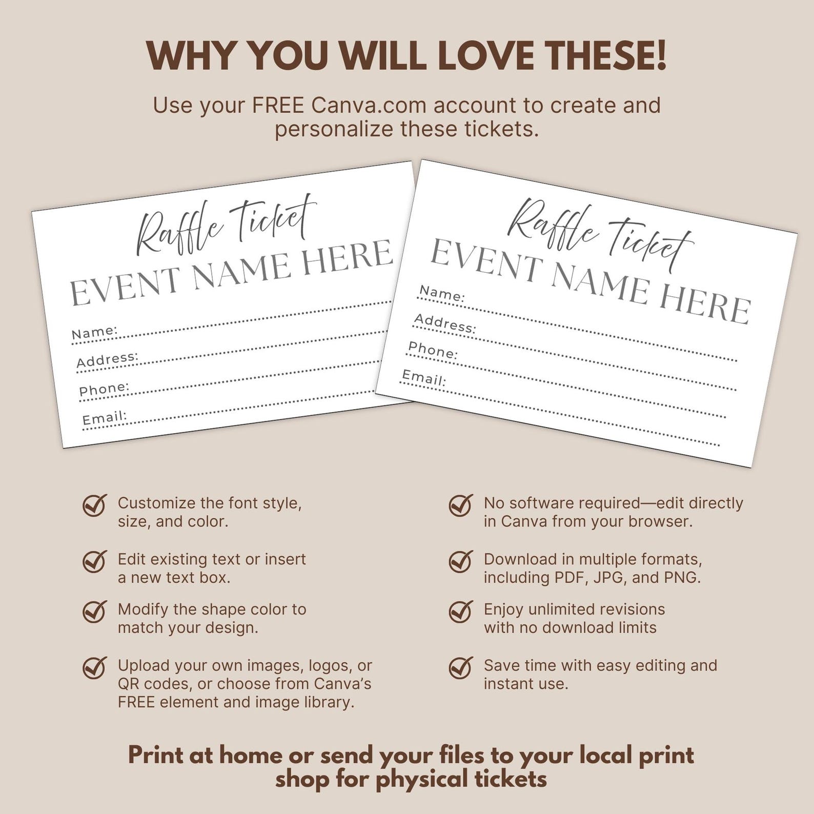 Editable Event Raffle Ticket Template | Enter to Win Template ...
