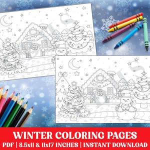 Winter Coloring Page 1, Christmas Coloring Page Winter Night, Christmas ...