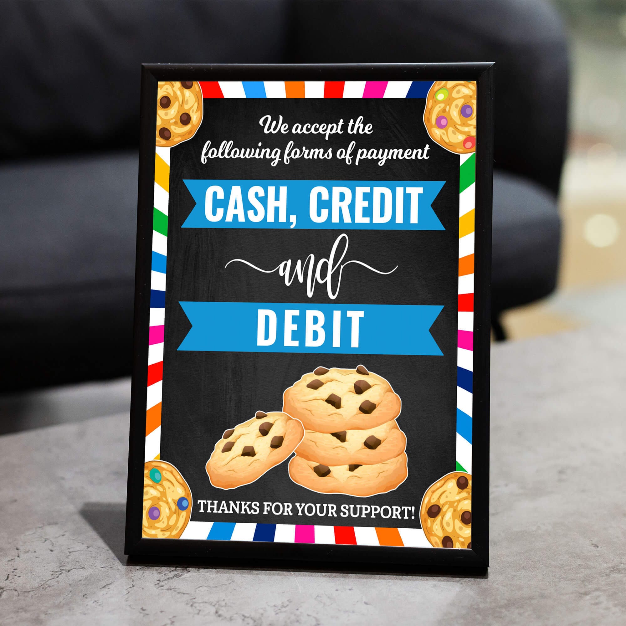 PDF We Accept Payments Sign Cash Printable Cookie Booth - Etsy
