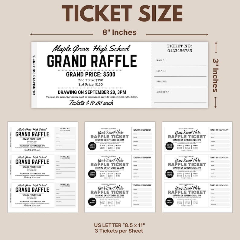 Editable Raffle Ticket Template | Printable Fundraiser Tickets | DIY ...