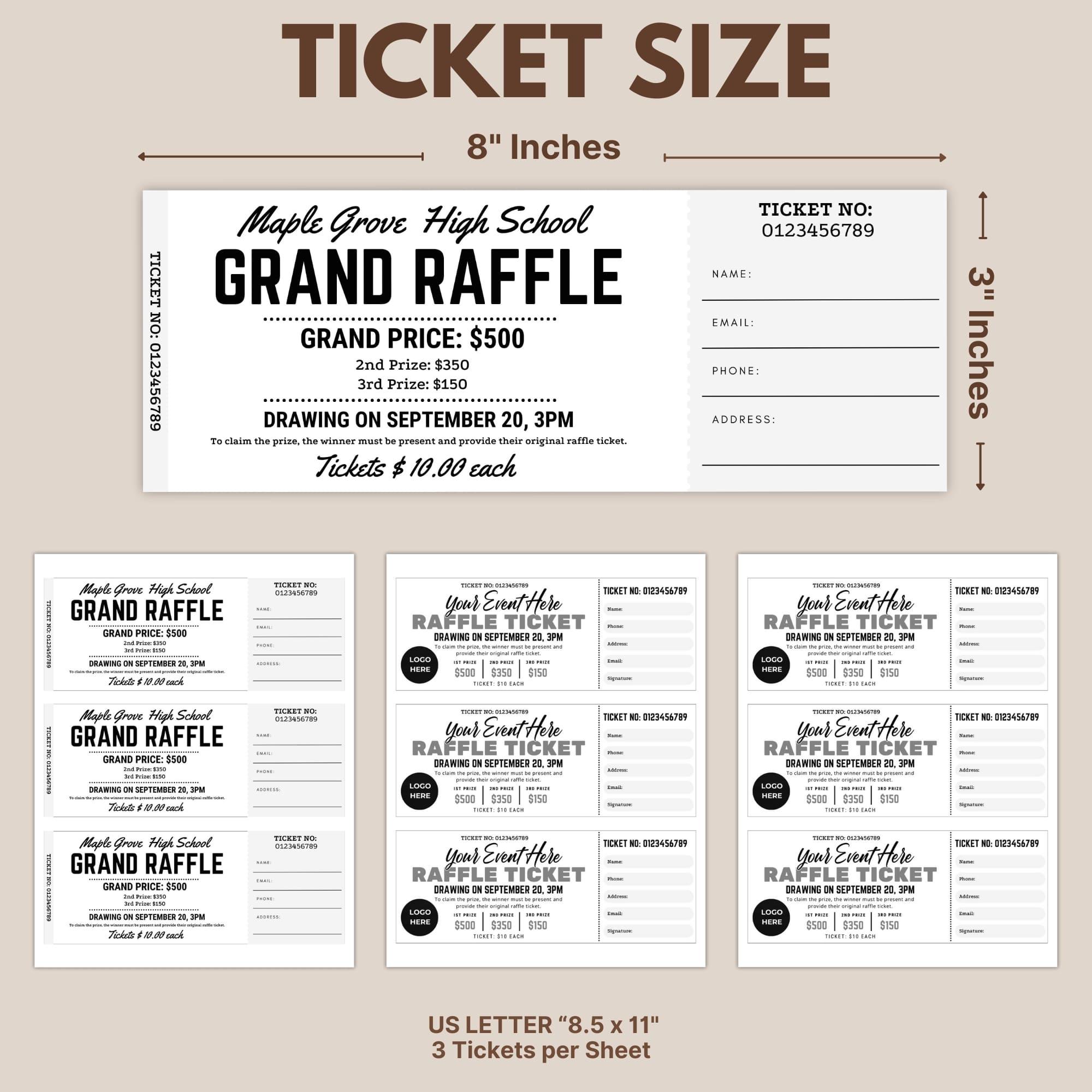 Editable Raffle Ticket Template | Printable Fundraiser Tickets | DIY ...