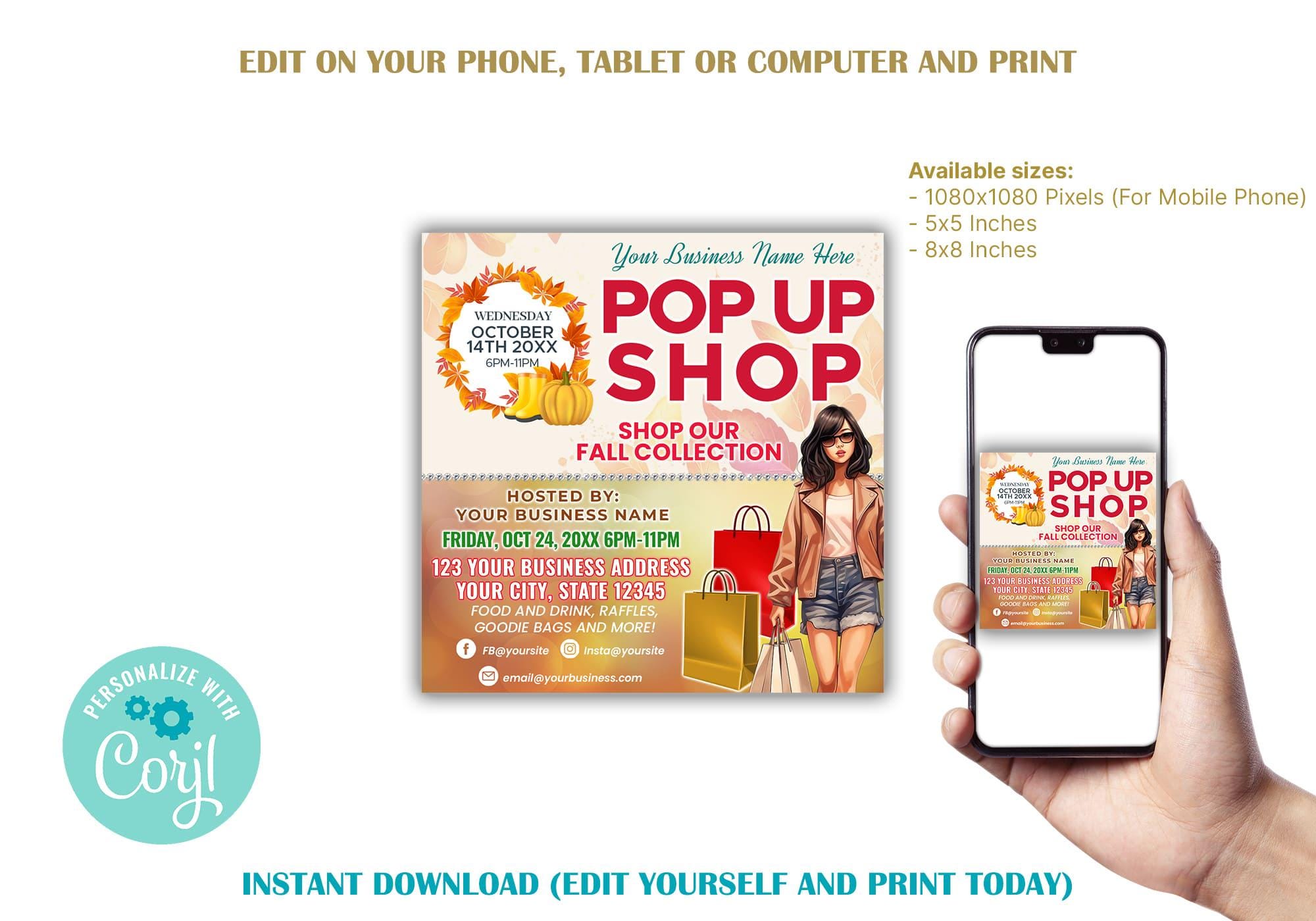 Editable Rustic Fall Pop up Shop Flyer - Etsy