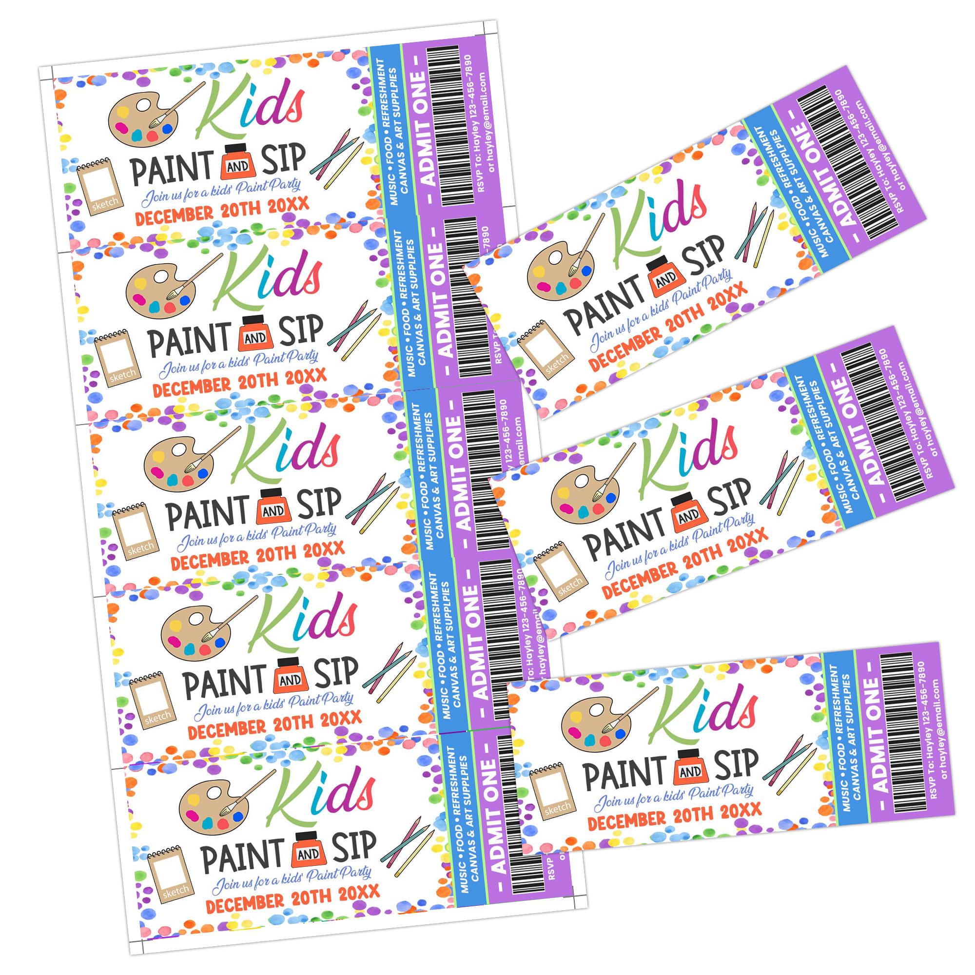 Kids Sip and Paint Ticket Template | Event Ticket | Paint and Sip ...