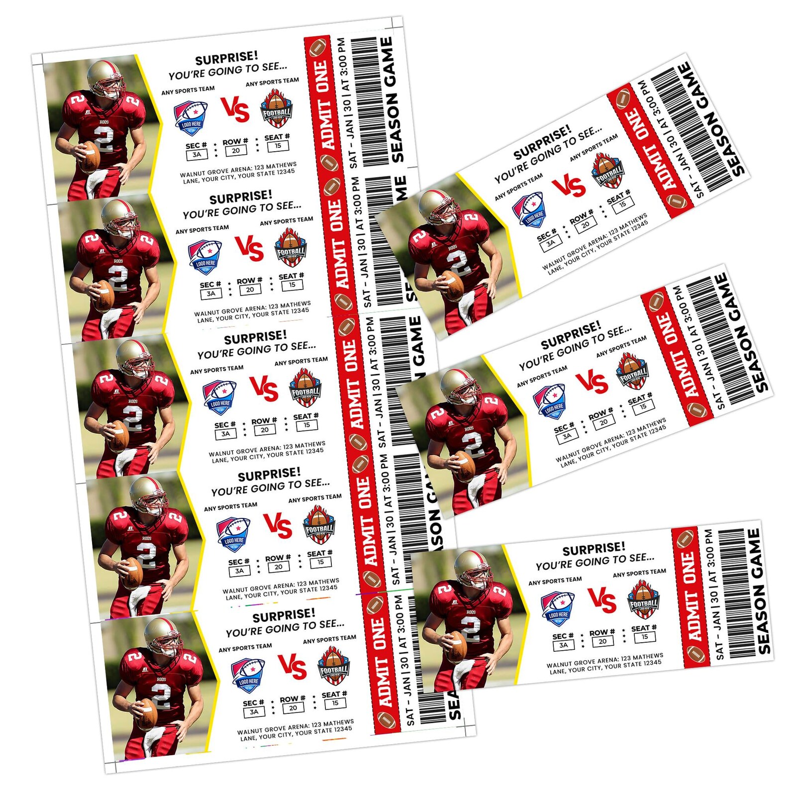 Customizable Football Ticket Template | DIY Sports Event Ticket ...