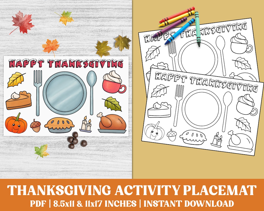 Thanksgiving Activity Placemat, Thanksgiving Activities for Kids ...