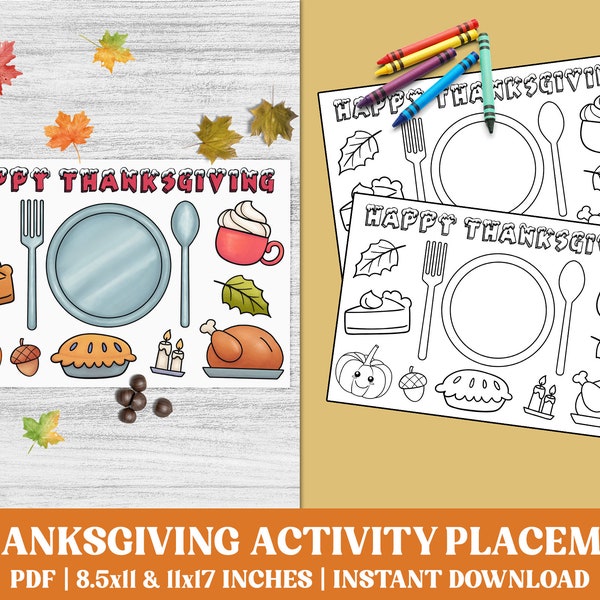 Thanksgiving Placemats for Kids - Etsy