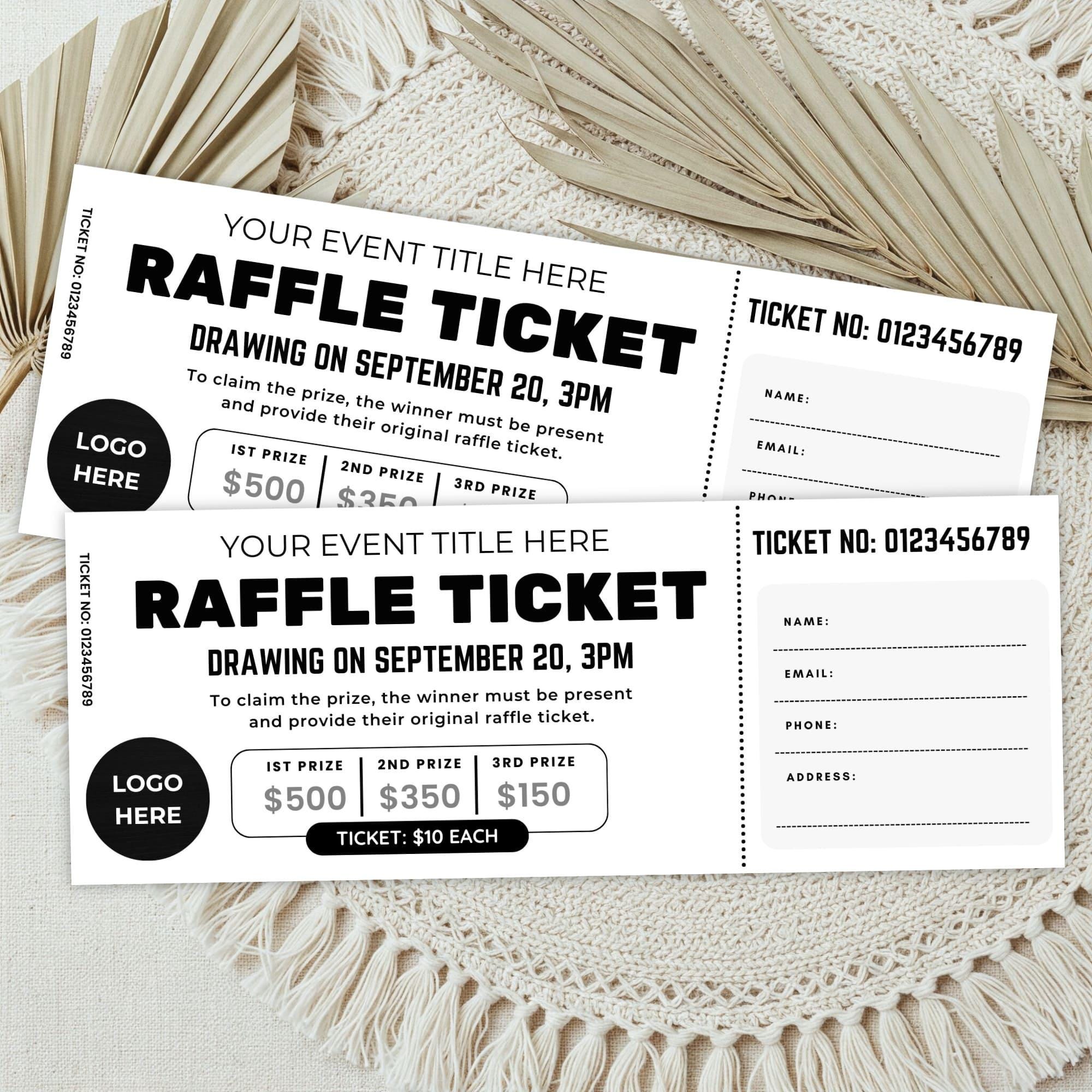 Custom Raffle Ticket Template | DIY Fundraiser Tickets | DIY Raffle ...