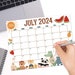 Animal Summer July 2024 Calendar, Printable Animal Themed July Calendar ...
