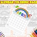 12 Month Coloring Calendar for Kids, Printable Calendar to Color, Cute ...