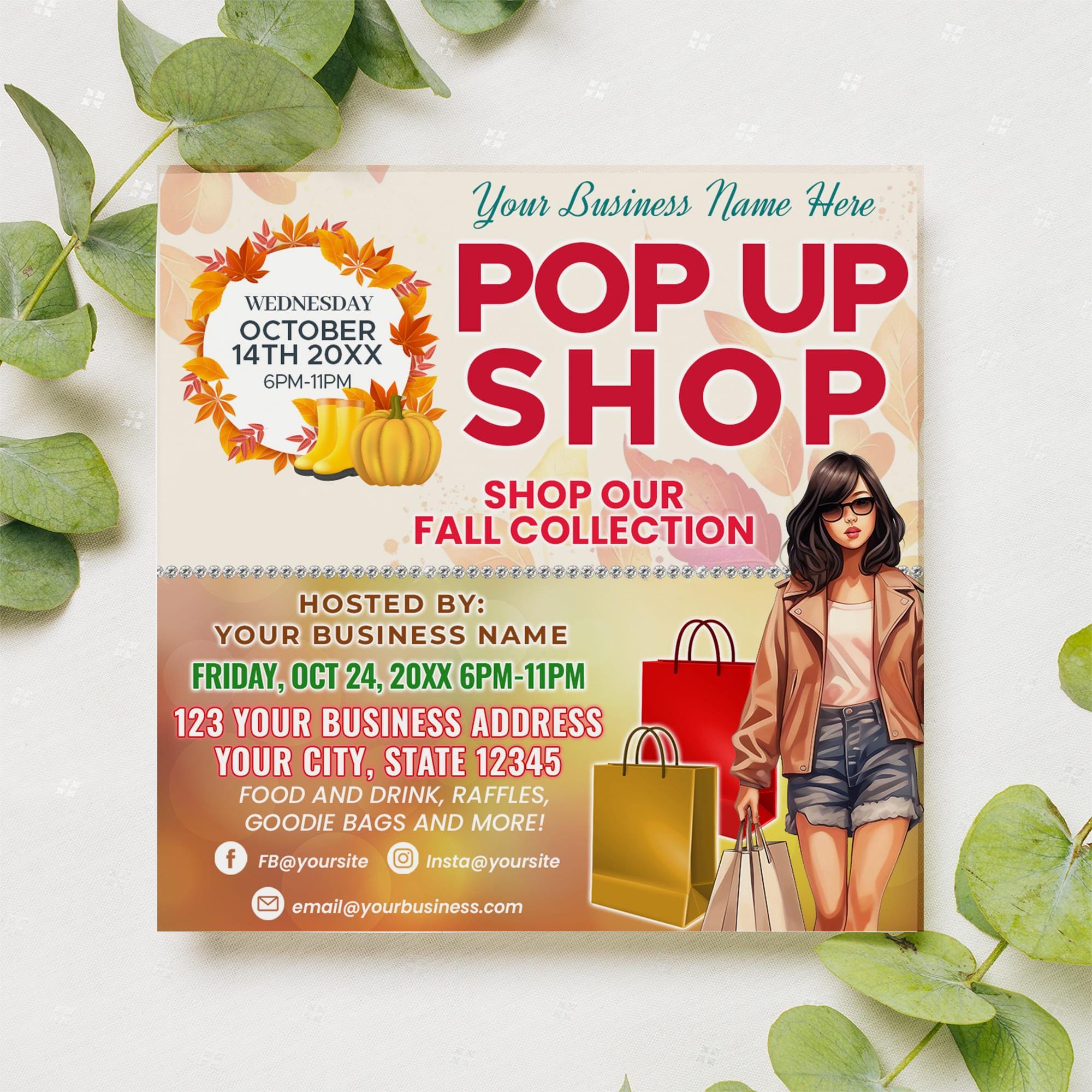 Editable Rustic Fall Pop up Shop Flyer - Etsy
