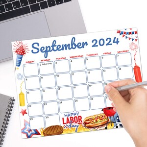 Printable September 2024 Calendar With Labor Day BBQ Theme - Etsy
