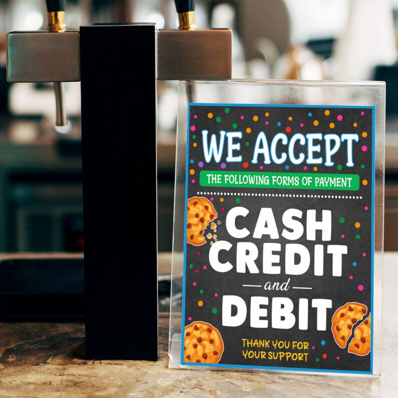 PDF Printable Cookie Booth Sign Poster We Accept Payments - Etsy