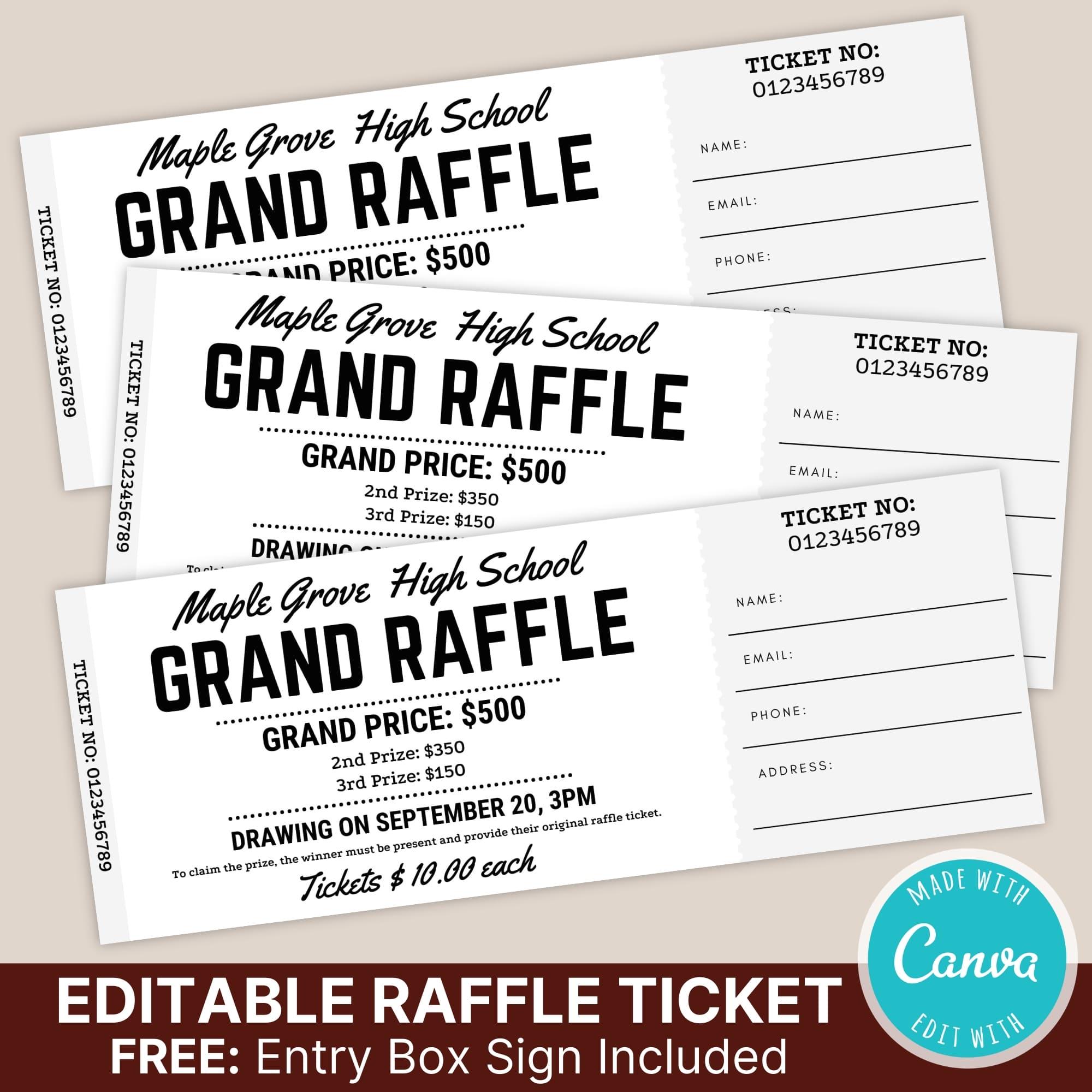Editable Raffle Ticket Template | Printable Fundraiser Tickets | DIY ...