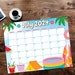 July 2024 Beautiful Summer Calendar, Printable Fillable Summer Calendar ...