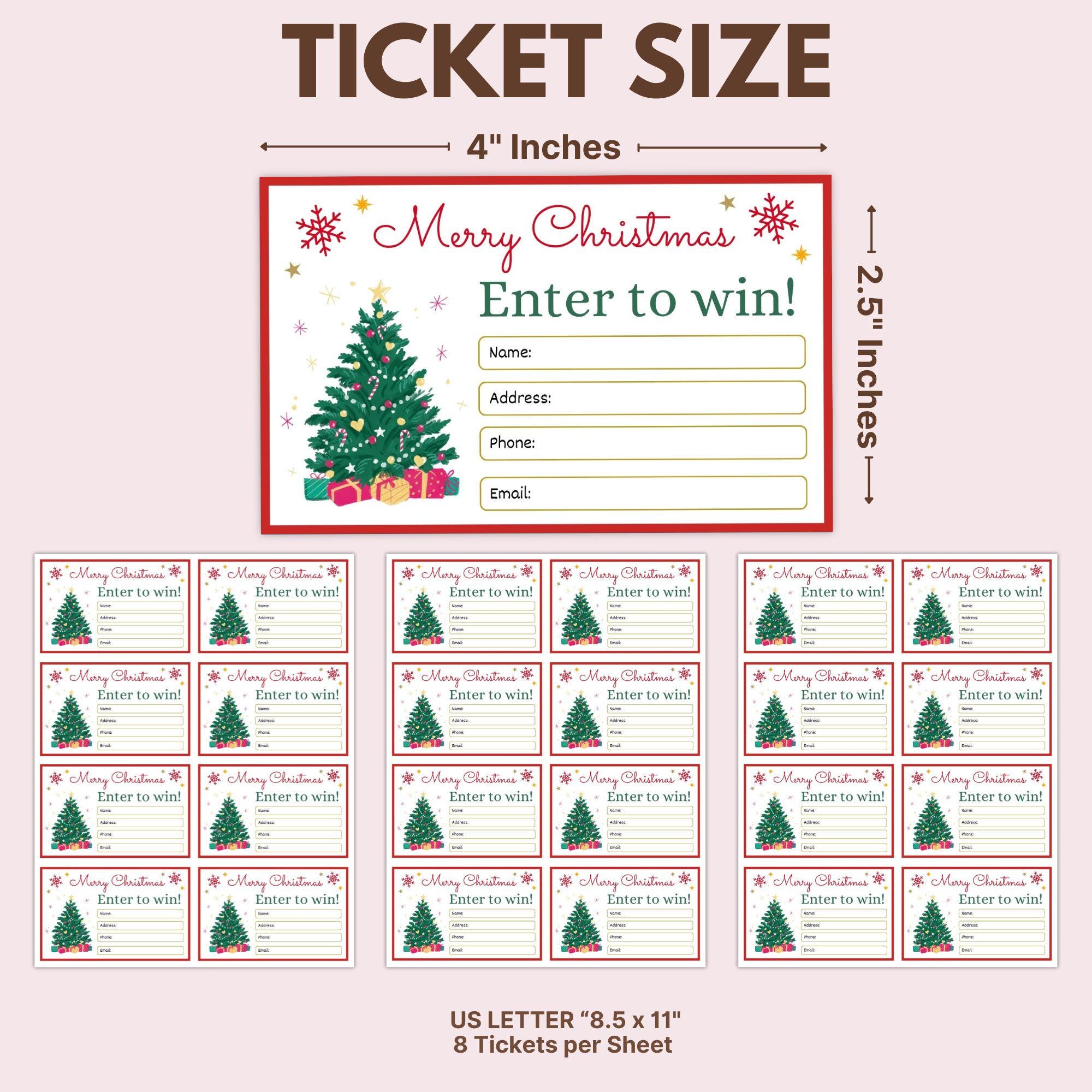 Christmas Enter to Win Raffle Ticket Template: Editable Event Giveaway ...