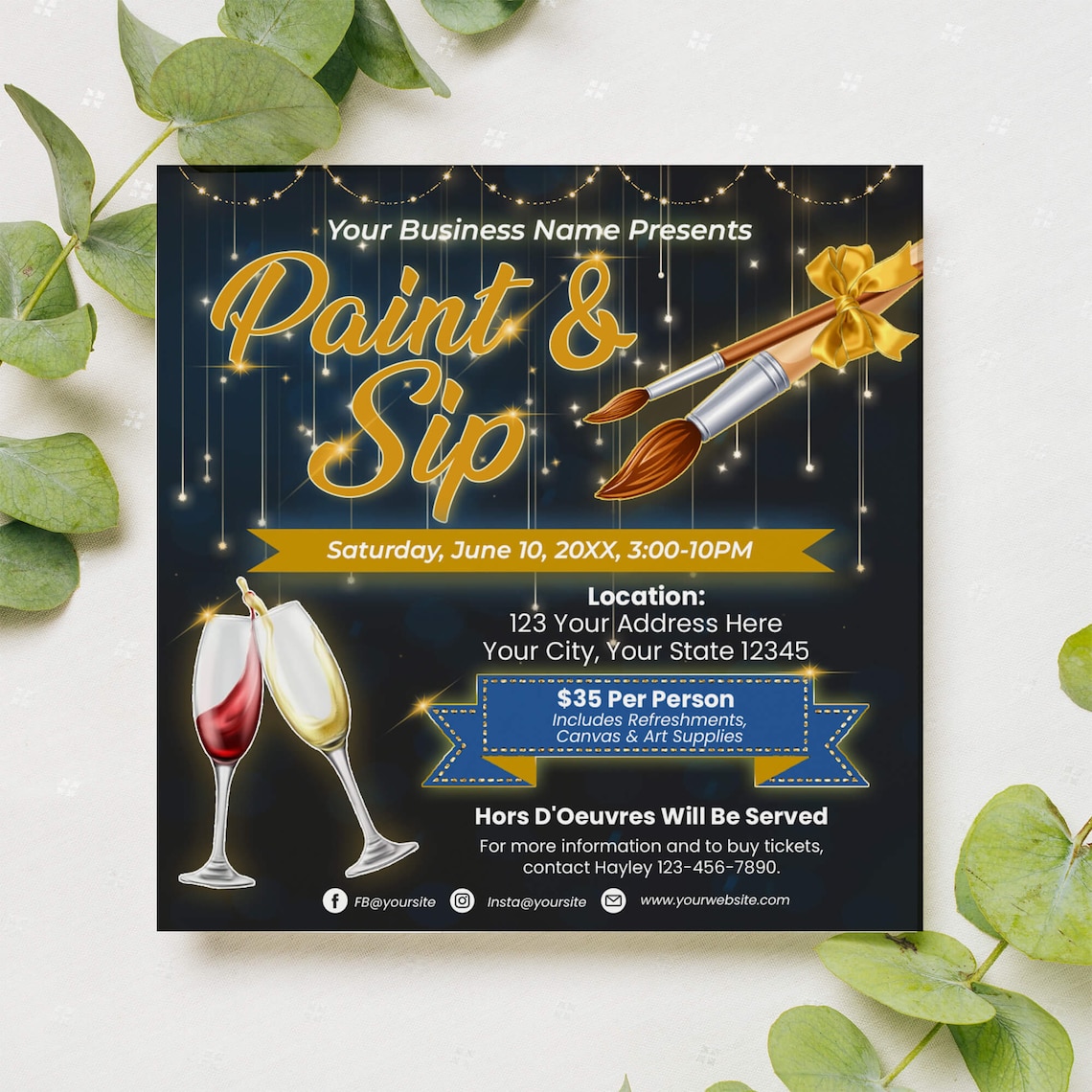 DIY Paint and Sip Flyer, Paint Party Flyer, Editable Sip and Paint ...