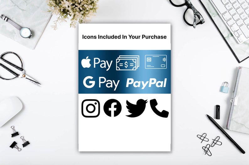 Scan to Pay Printable, Scan to Pay Sign Editable Template, Blue White ...