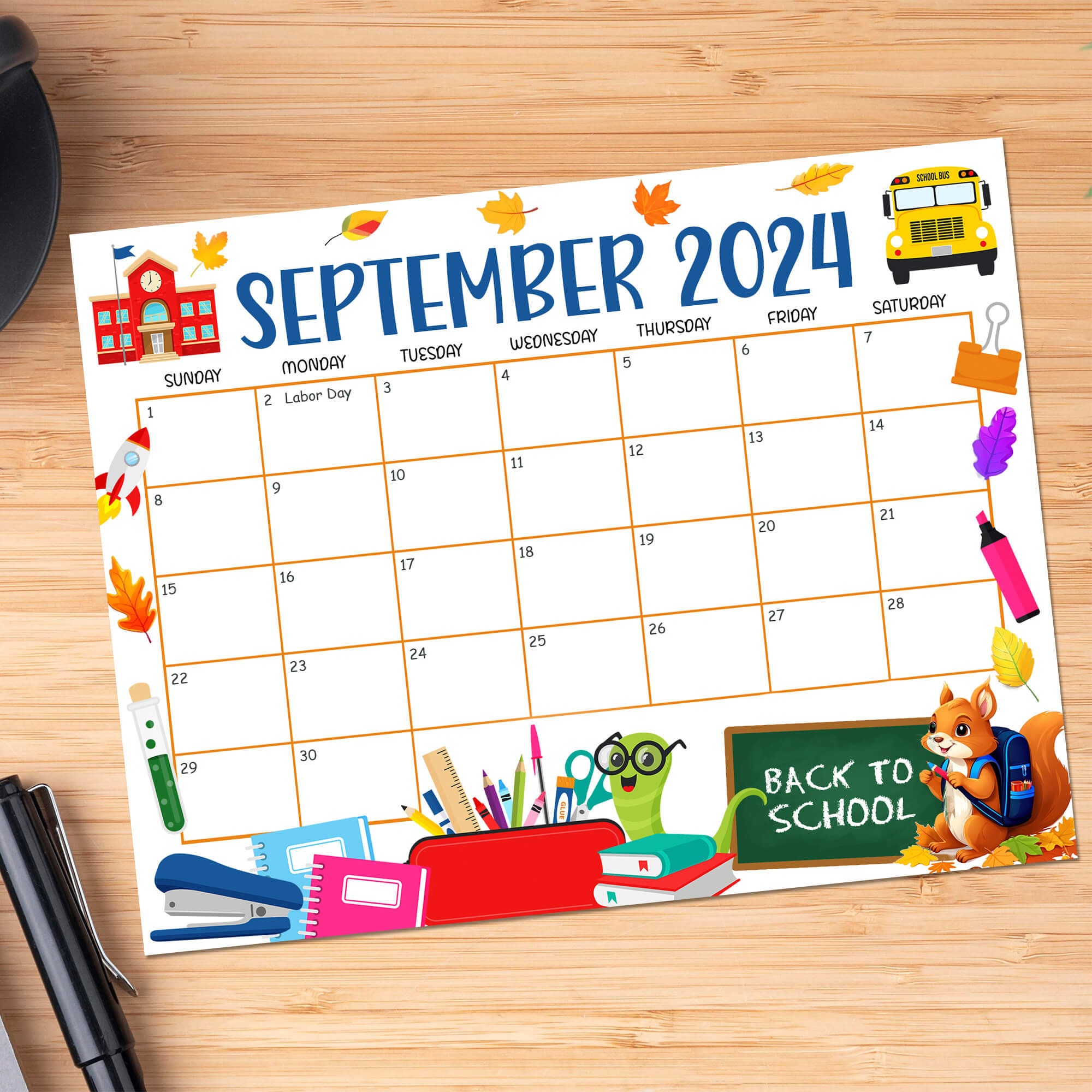 Printable Back to School September 2024 Calendar - Etsy