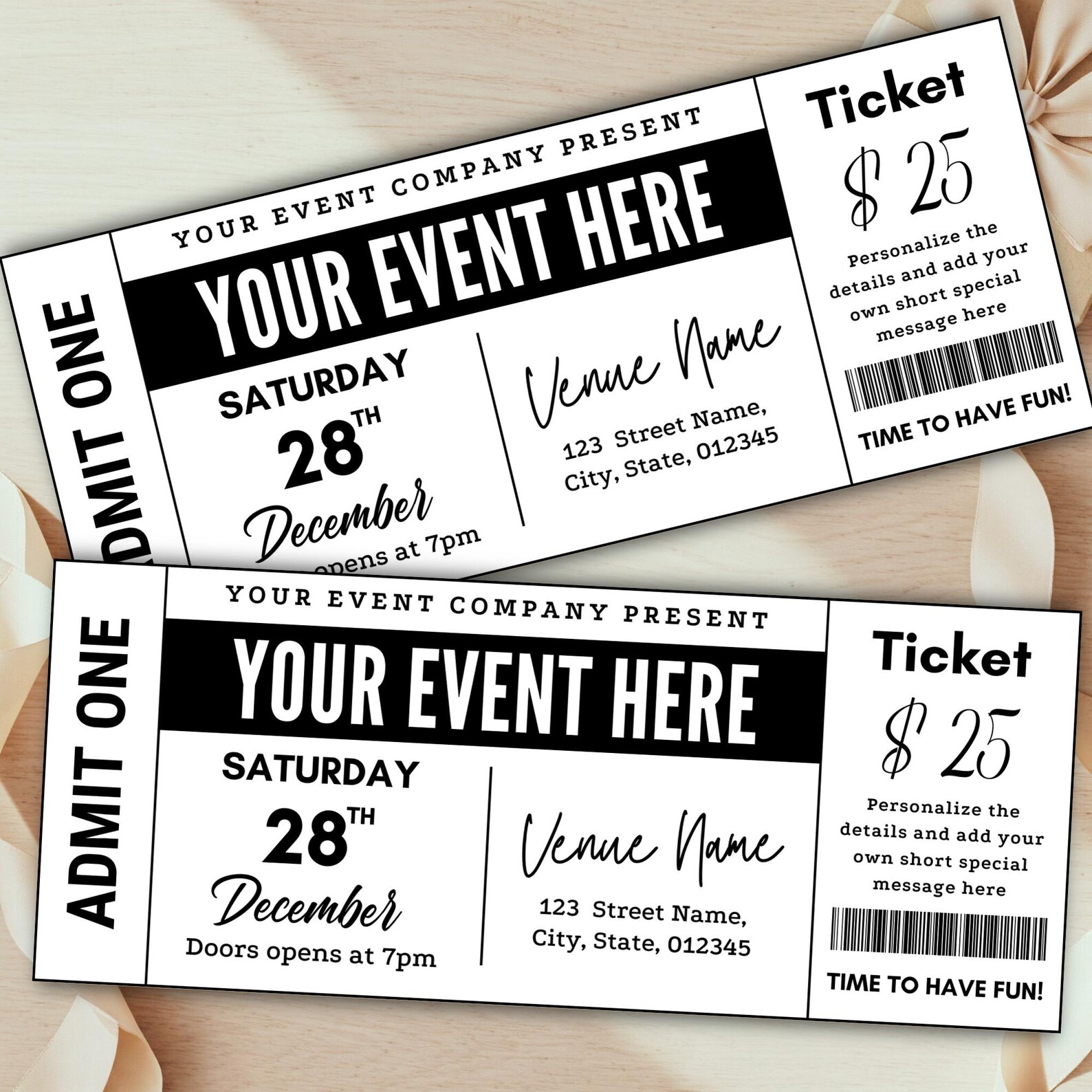 Event Ticket Template | Event Ticket Editable | DIY Event Ticket ...