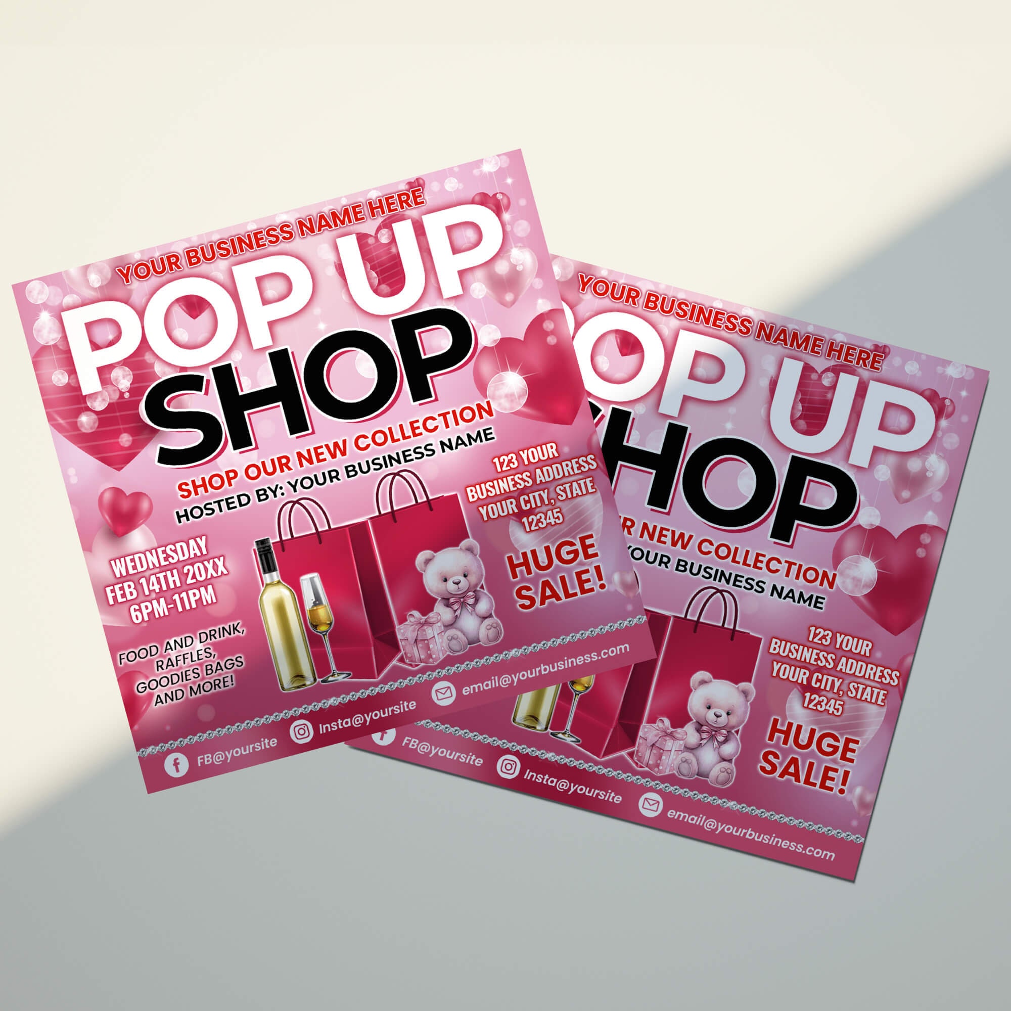 Valentine's Day Pop up Shop Flyer, Valentines Day Sip and Shop Flyer ...