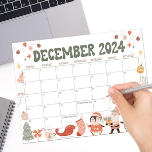 Cute December Calendar Printable With Retro Style - Etsy