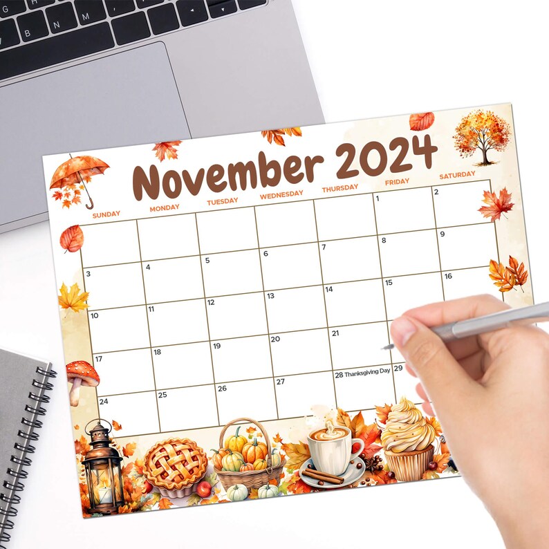 Whimsical November Calendar Printable - Etsy