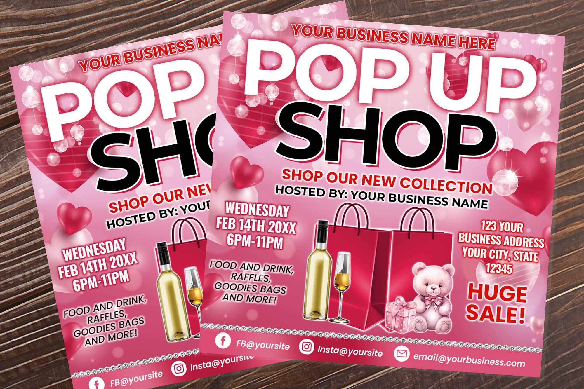 Valentine's Day Pop up Shop Flyer, Valentines Day Sip and Shop Flyer ...