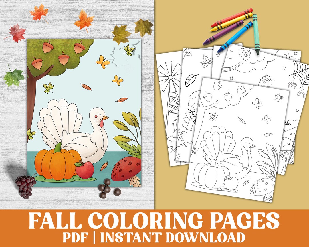 Thanksgiving and Halloween Coloring for Kids, Printable Fall Coloring ...