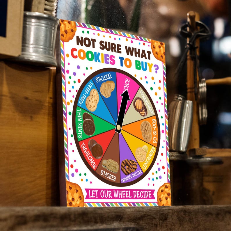 Editable Cookie Booth Wheel Spinner Sign, Printable PDF Cookie to Buy ...