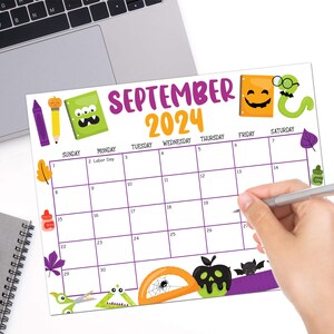 Printable Halloween Theme Back to School September 2024 Calendar - Etsy