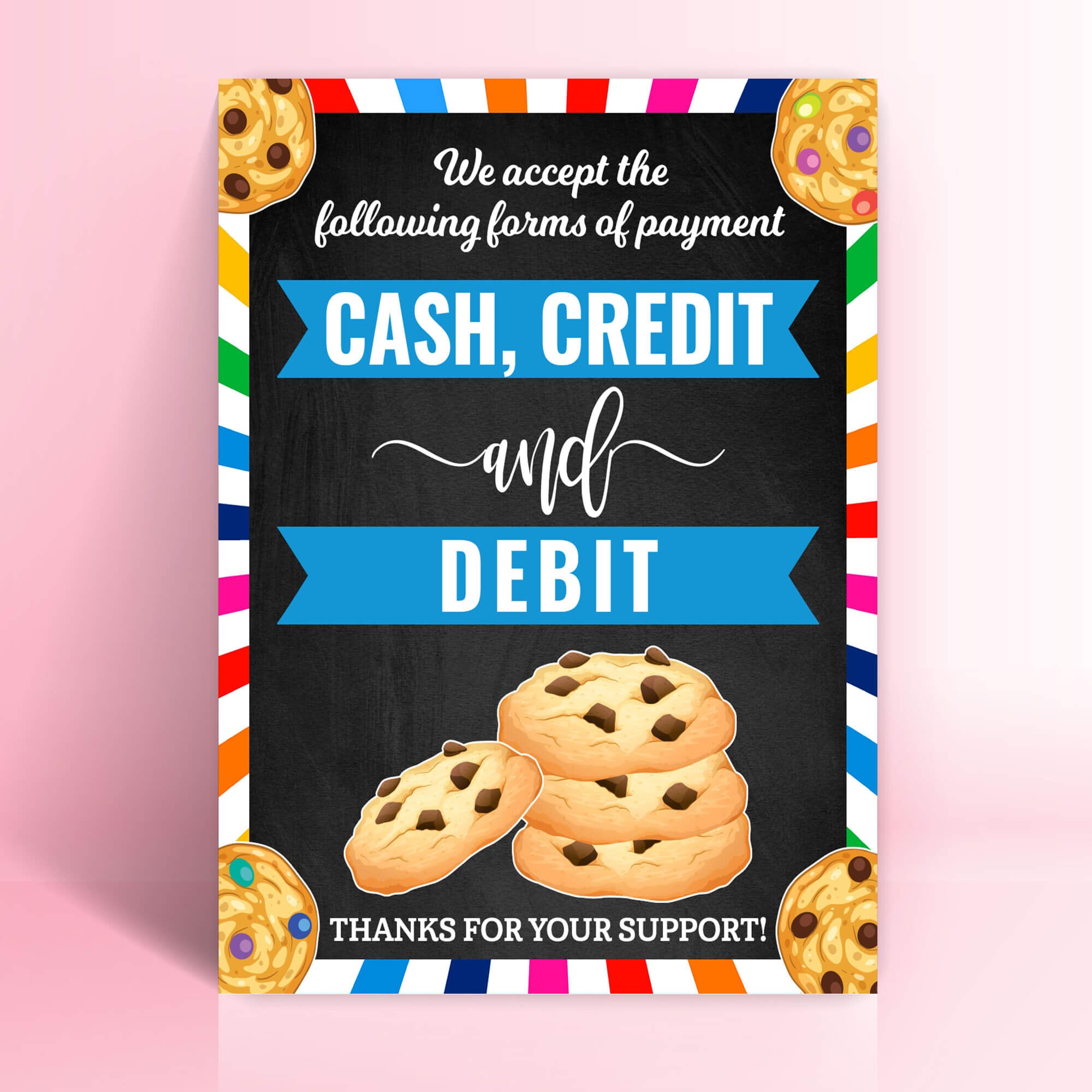 PDF We Accept Payments Sign Cash Printable Cookie Booth - Etsy