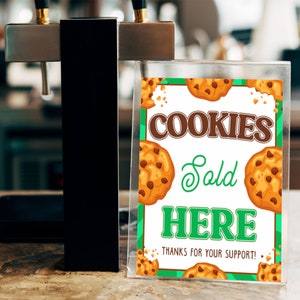 Printable Cookies Sold Here Cookie Booth Sign, Cookie for Sale, Cookie ...