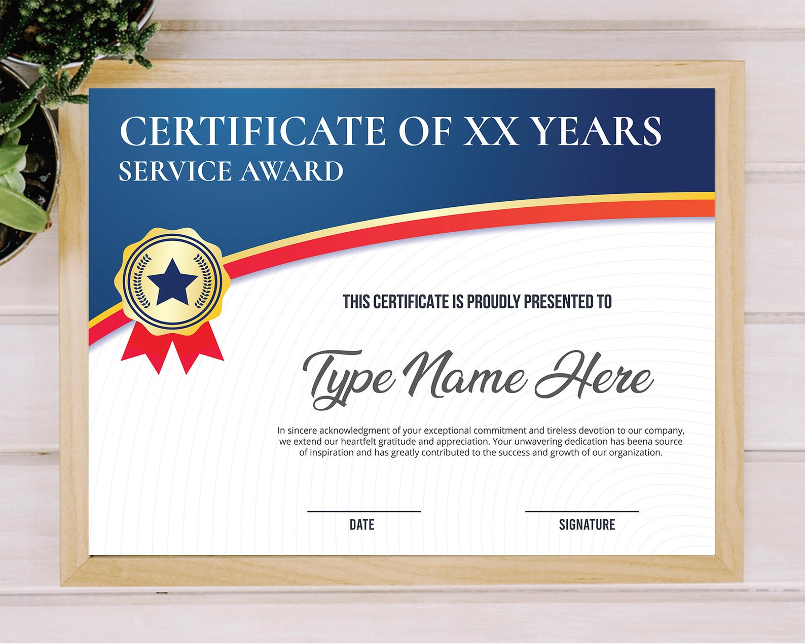 Editable Years of Service Award Printable, Years of Service Certificate ...