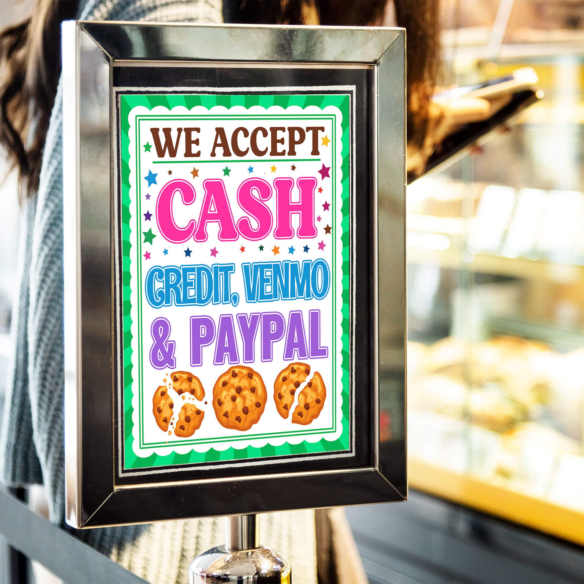 Printable We Accept Payments Sign Cash, Credit, PDF Cookie Fundraising ...