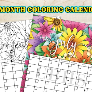 2023 Calendar PDF, Floral Calendar 12 Month Coloring Pages, Printable ...