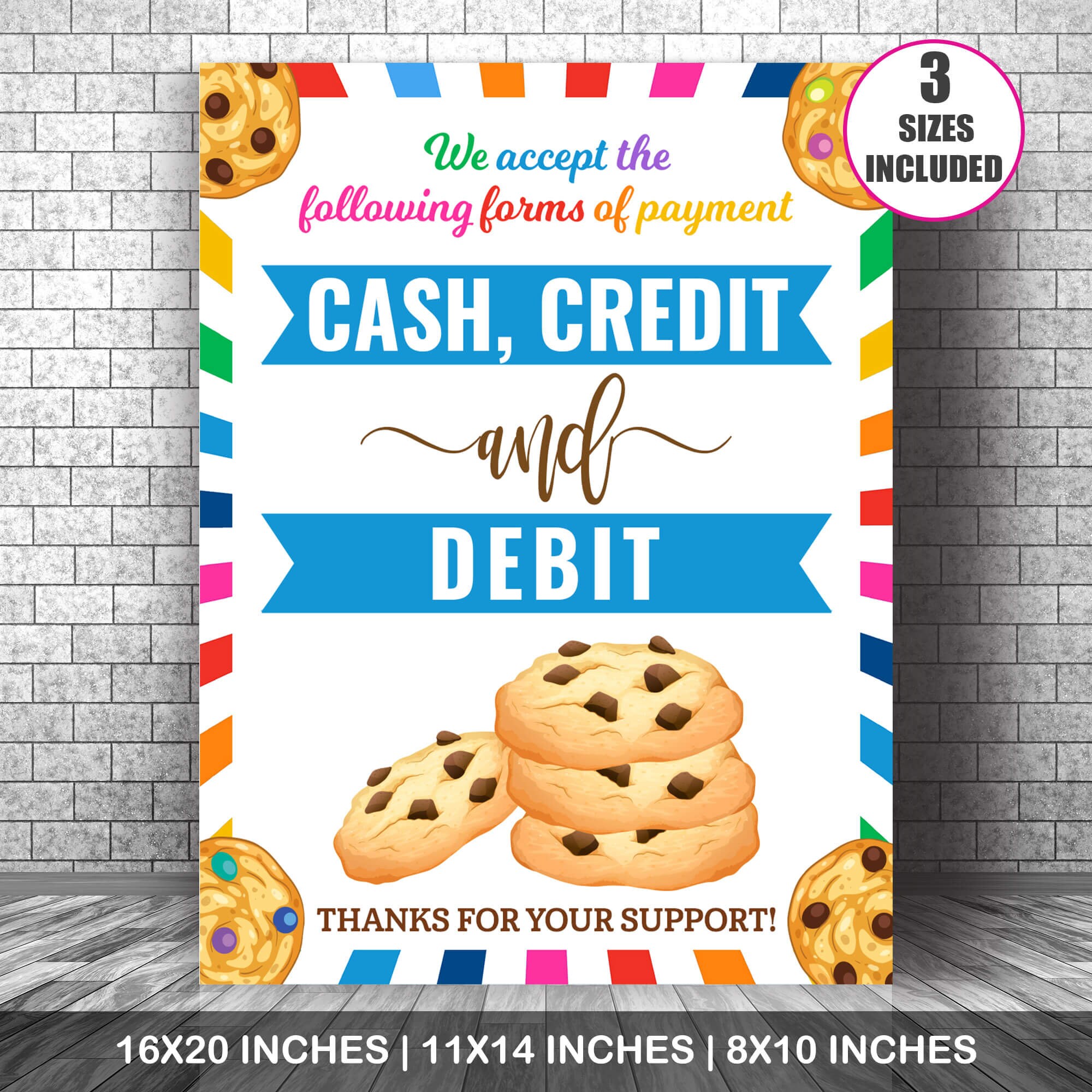 PDF Printable Cookie Booth Sign Bundle, We Accept Payments Sign Cash ...