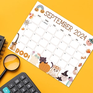 Printable September 2024 Calendar With Halloween Theme - Etsy