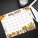 Printable Sunflower July 2024 Calendar, Cute Summer Sunflower Month of ...